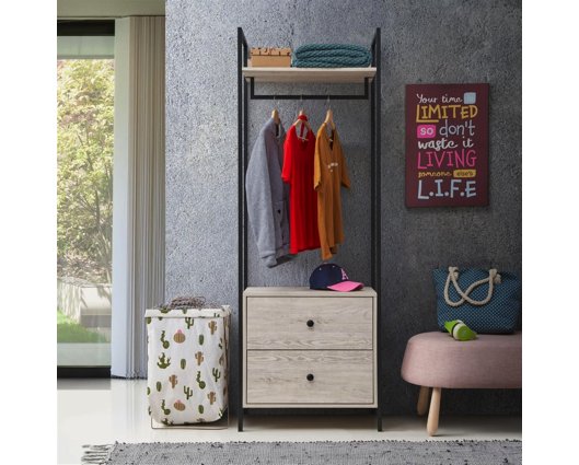 Open Wardrobe with 2 Drawers-Ash Oak | Fair for You