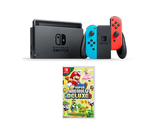 Nintendo Switch OLED Neon Red/Blue Console with New Super Mario Bros. U ...