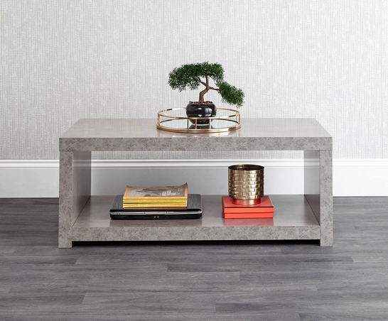 Brady Coffee Table with Shelf- Concrete | Fair for You